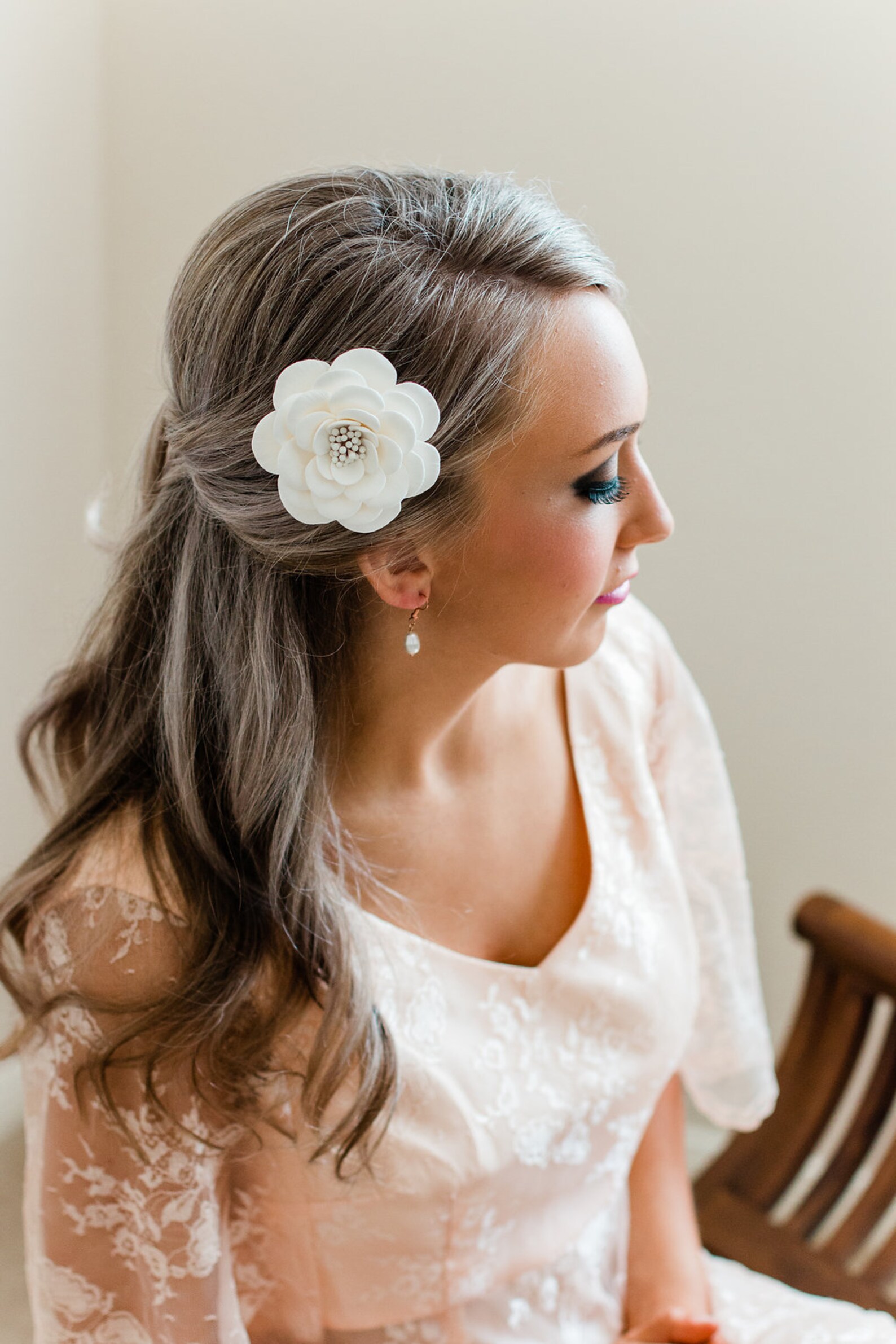 Large White Rose Hair Clip White Bridal Hair Clip White - Etsy