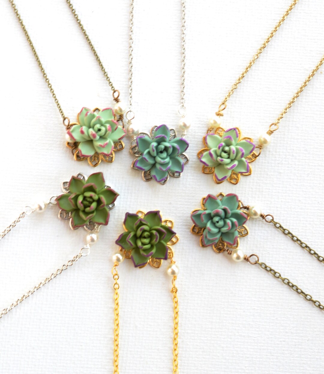 Succulent Drop Necklace, Length : 15" + 2" Extender. Succulent BRADLEY ...