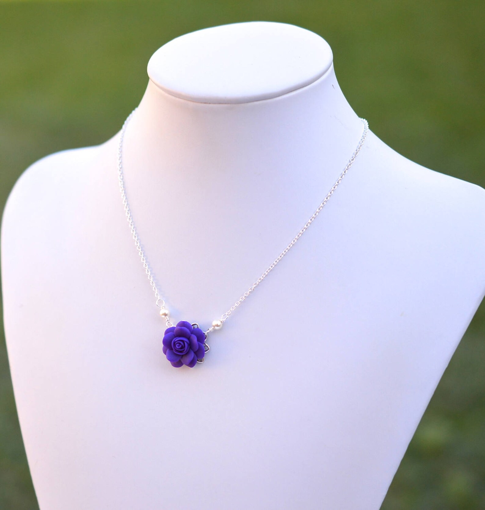 Delicate Deep Purple Rose Necklace. Bradley Delicate Necklace - Etsy