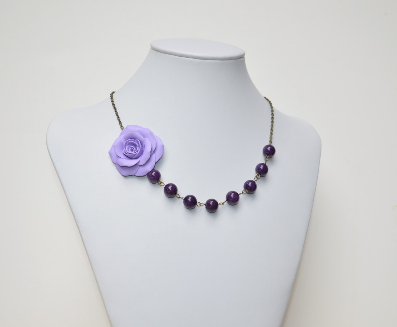 Light Purple Rose and Dark Purple Jade Rose Necklace Purple - Etsy