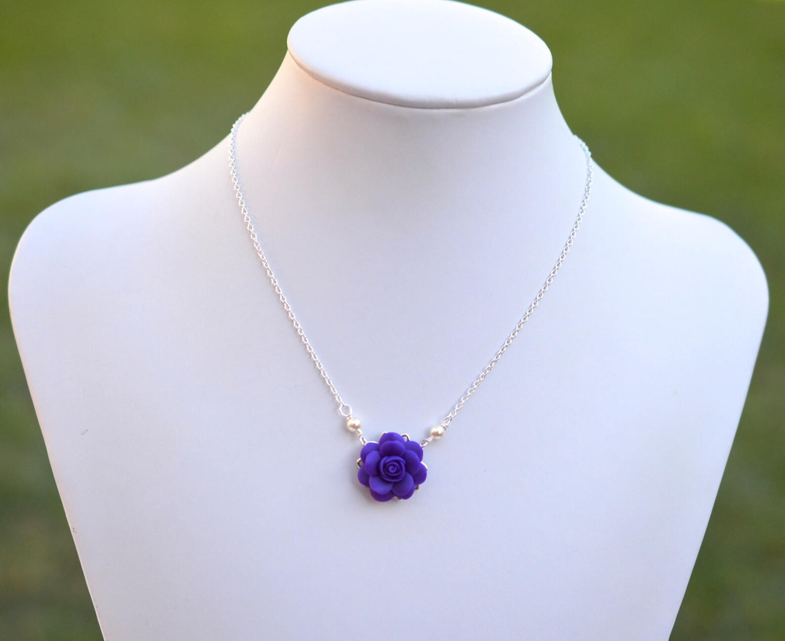 Delicate Deep Purple Rose Necklace. Bradley Delicate Necklace - Etsy