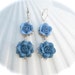 Mardy Double Roses Earrings in Dusty Blue and Claudy Blue - Etsy