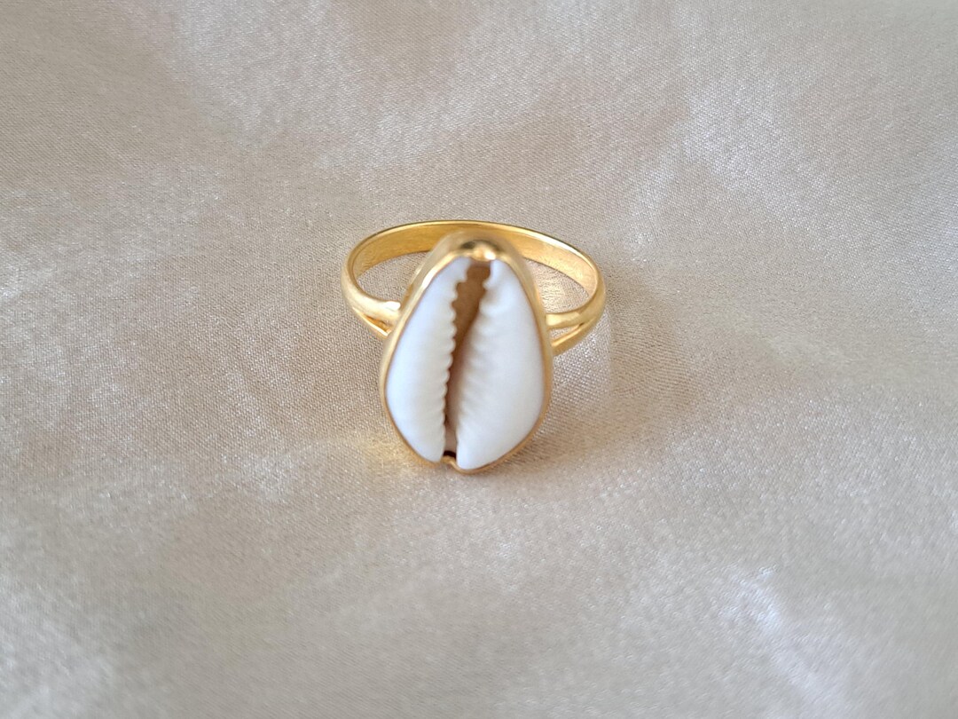 Cowrie Ring Gold Ring Shell Ring Gold Cowrie Shell Ring 24K Gold Plate ...
