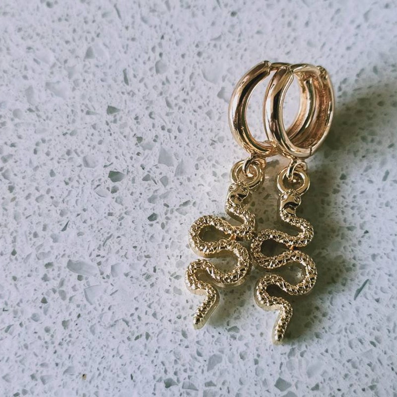 Gold Snake Earrings - Etsy