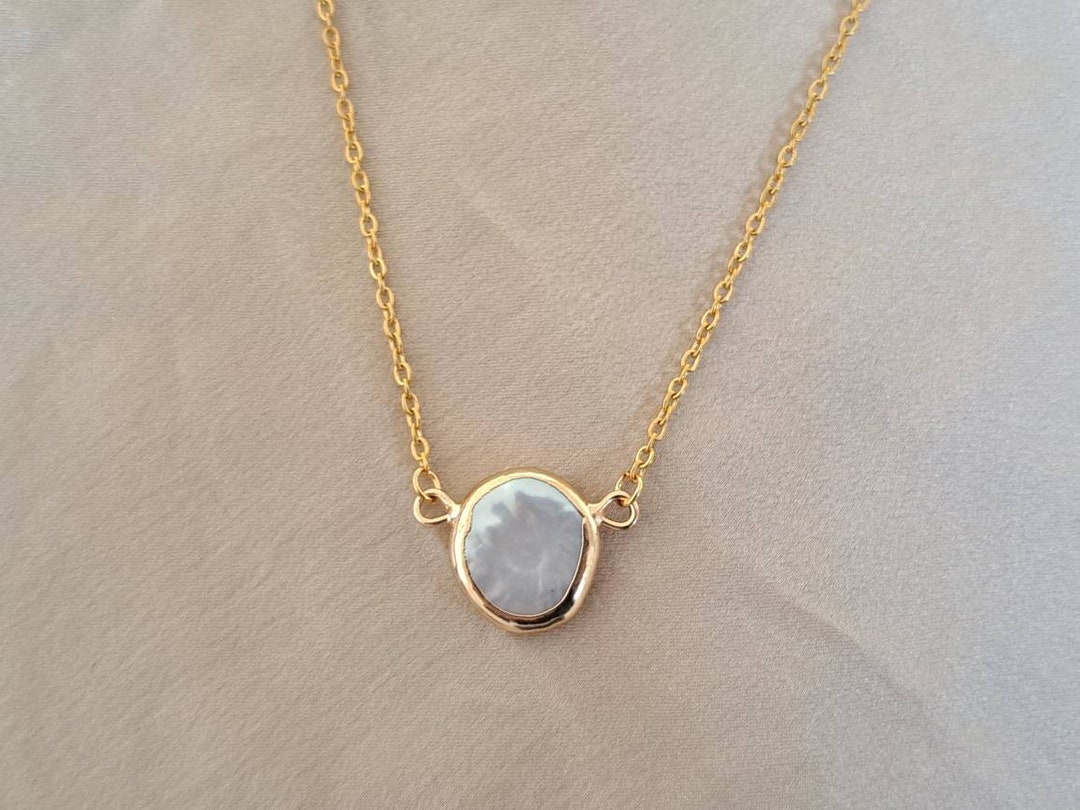 Gold Coin Pearl Necklace Gorgeous Baroque Pearl Necklace Natural Keshi ...