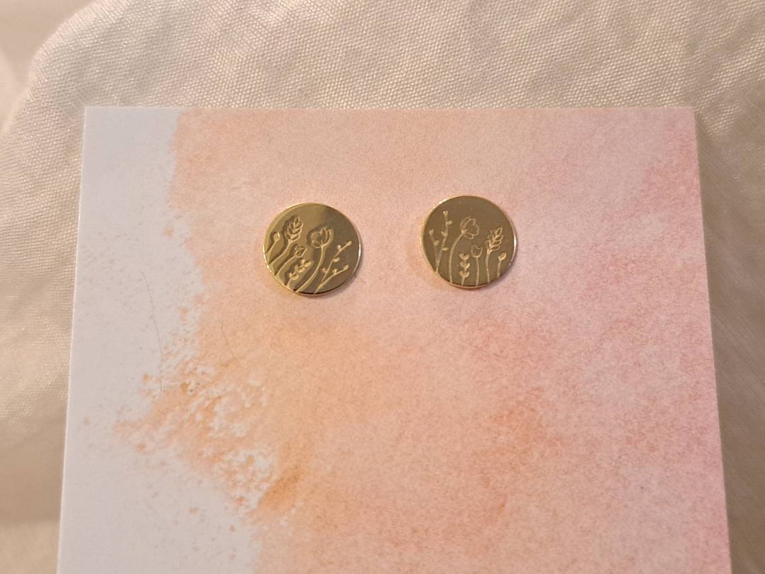 24K Gold Wildflower Stud Earrings Gold Stud Earrings 24K Gold - Etsy