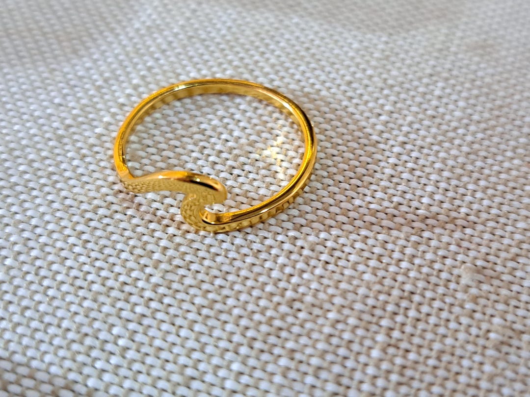 Gold Wave Ring 24k Gold Plate Wave Ring Sterling Silver Gold Wave Ring ...