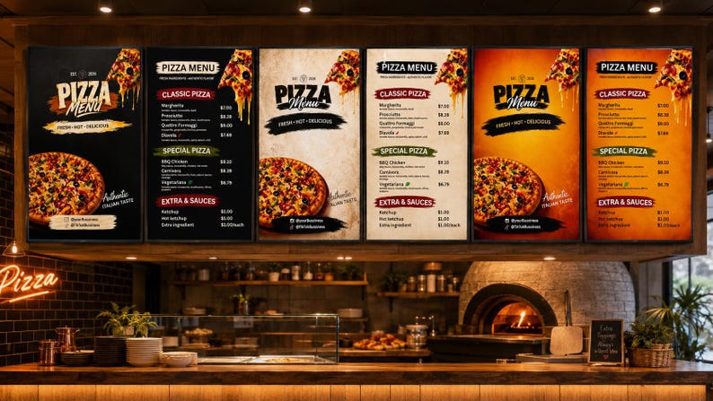 Editable Pizza Menu Canva Template, A4 & US Letter, Printable, Digital ...