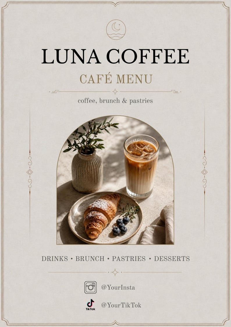 Editable Café Menu Bundle Canva Template, 4-page A4 Menu (digital ...