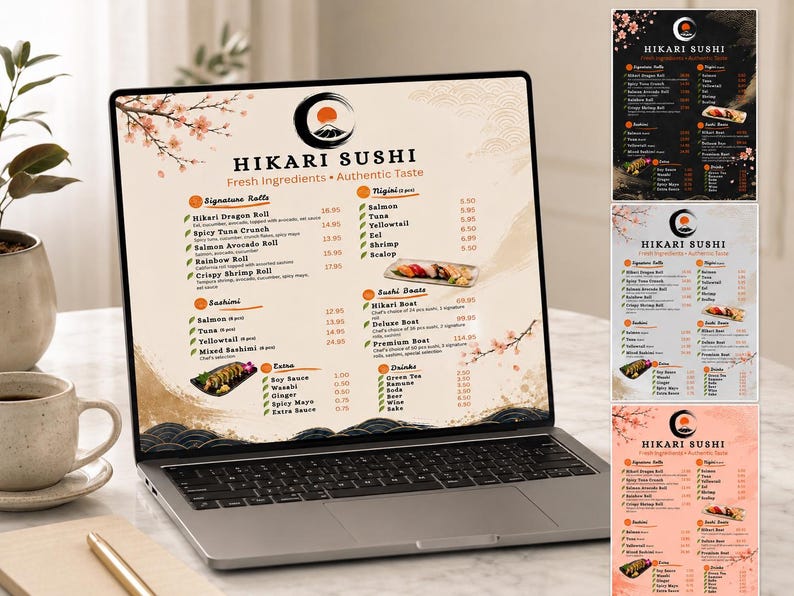Editable Sushi Menu Canva Template, Japanese Restaurant Price List ...