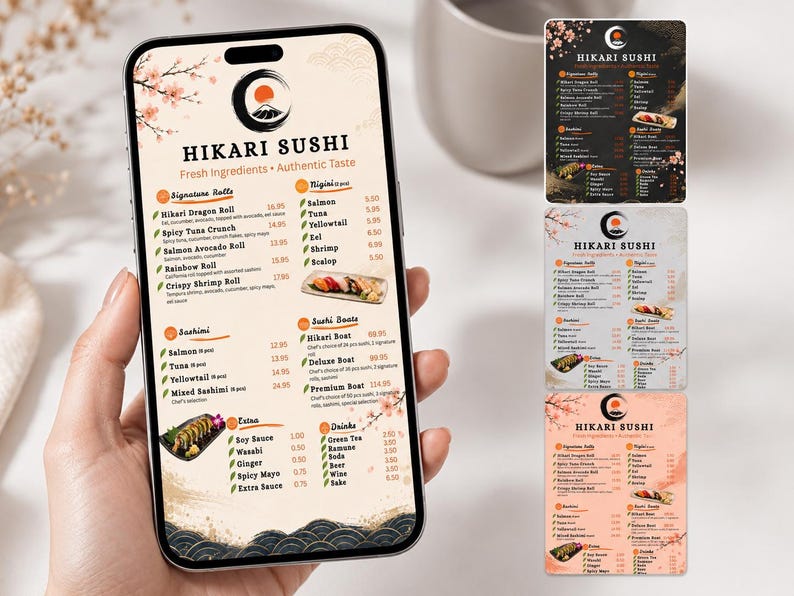 Editable Sushi Menu Canva Template, Japanese Restaurant Price List ...