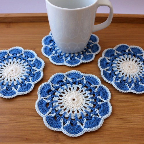 Crochet Coaster Pattern Scallop Edge Coasters PDF - Etsy