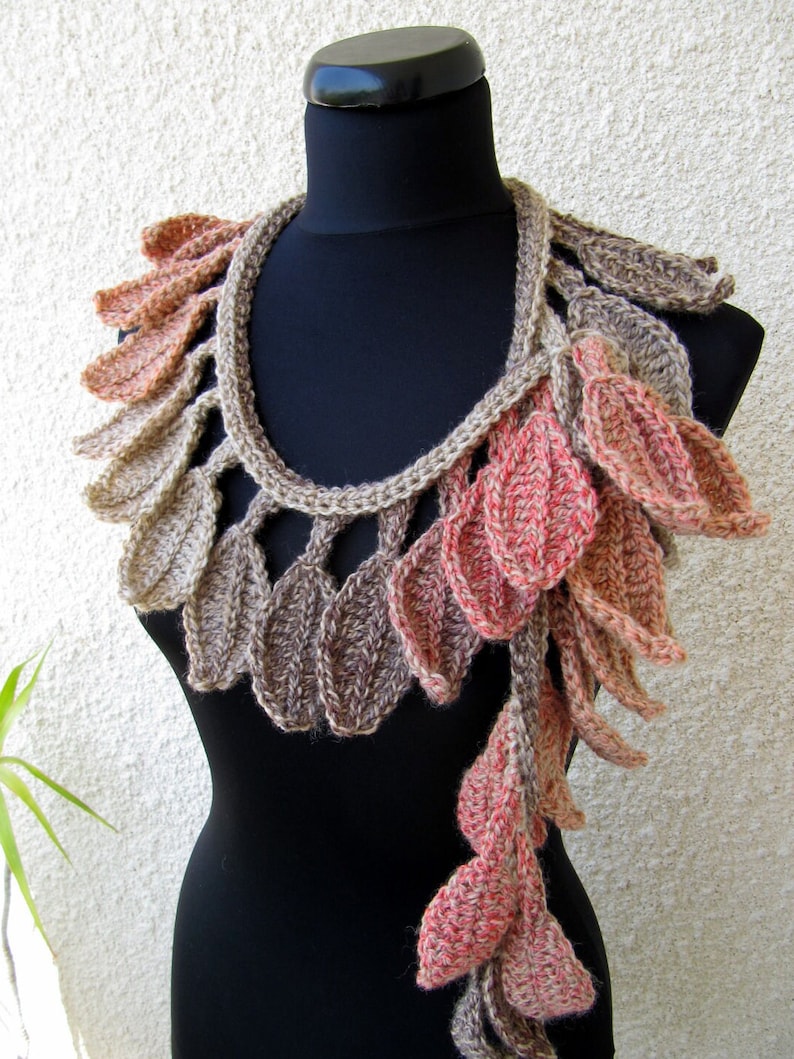 Crochet Scarf Pattern: Autumn Leaves Lariat (PDF Download) #50 - Etsy ...