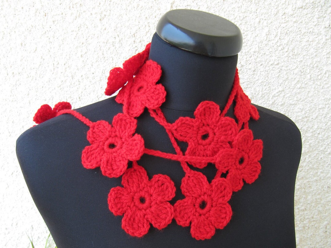 Crochet Flower Scarf Pattern: Floral Garland Lariat (PDF Download) #29 ...