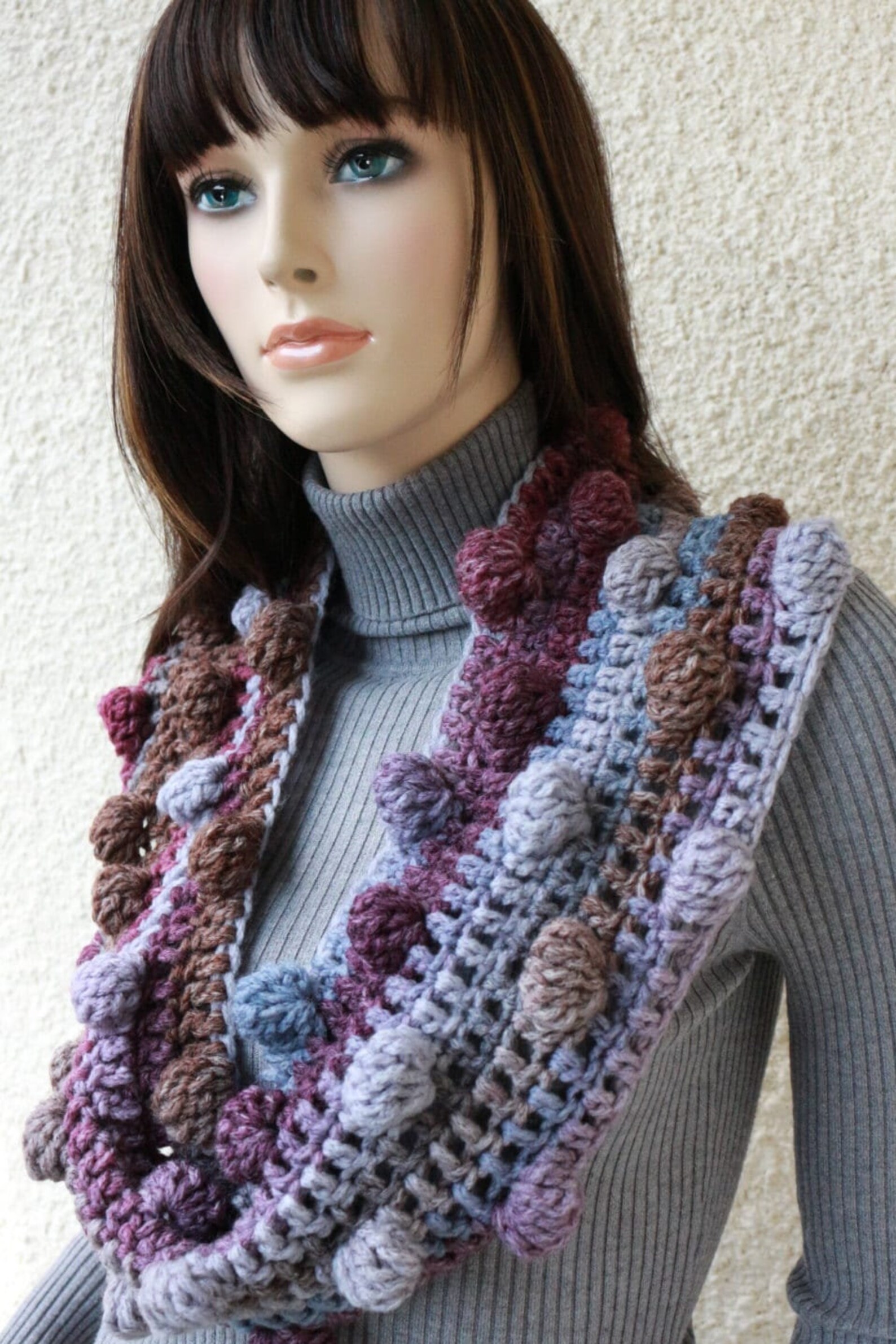 CROCHET SCARF PATTERN. Crochet Bobble Stitch Scarf Tutorial | Etsy