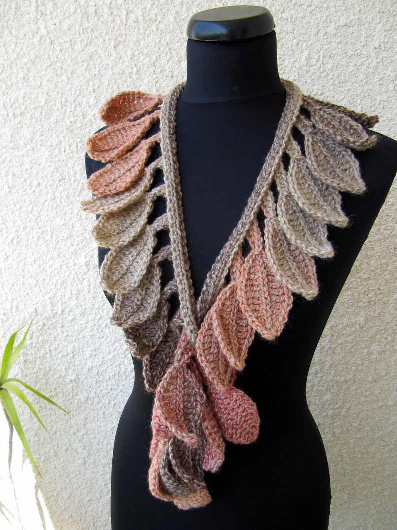 Crochet Scarf Pattern: Autumn Leaves Lariat (PDF Download) #50 - Etsy ...