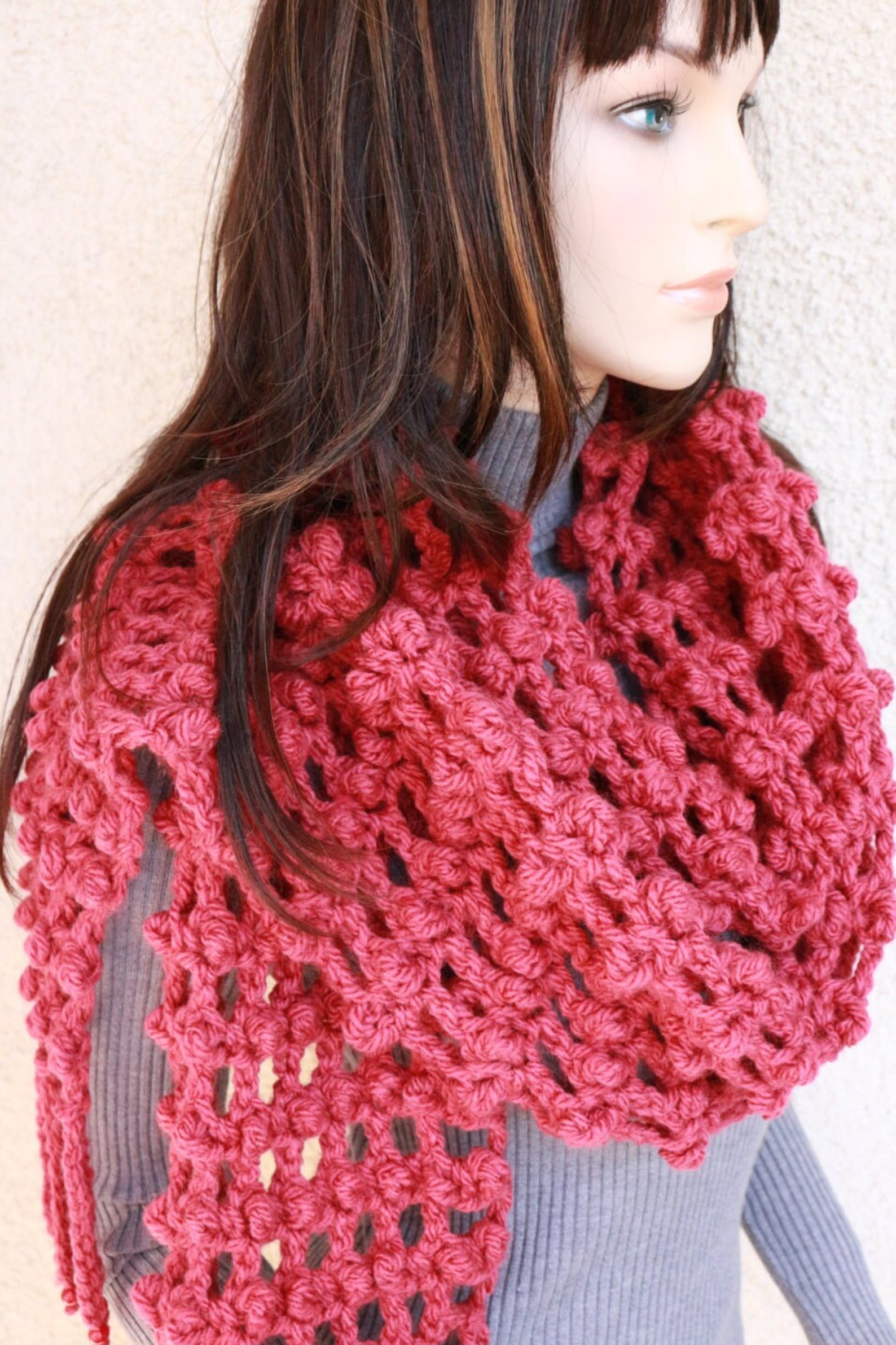 CROCHET PATTERN Long Scarf With Fringe Chunky Crochet - Etsy