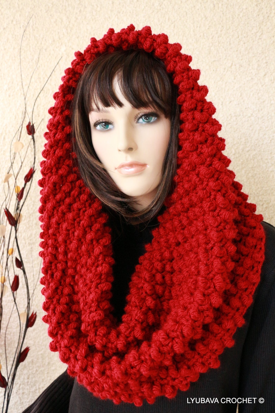 Crochet Boucle Scarf Cowl PATTERN: Chunky Yarn Circle Scarf (PDF ...