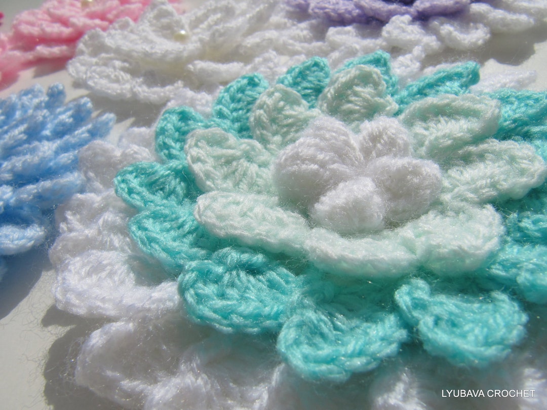 Large Crochet Flower PATTERN, Unique Design Crochet Flowers, 3d Crochet ...