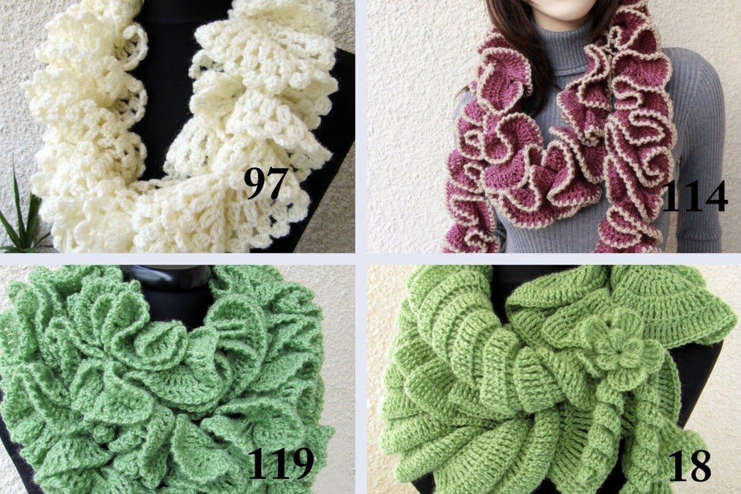 Crochet PATTERNS Ruffle Scarves: Unique Designs Scarfs for Women ...