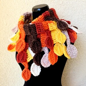 Crochet PATTERN Autumn Leaves Scarf. Chunky Crochet Leaves Scarf ...