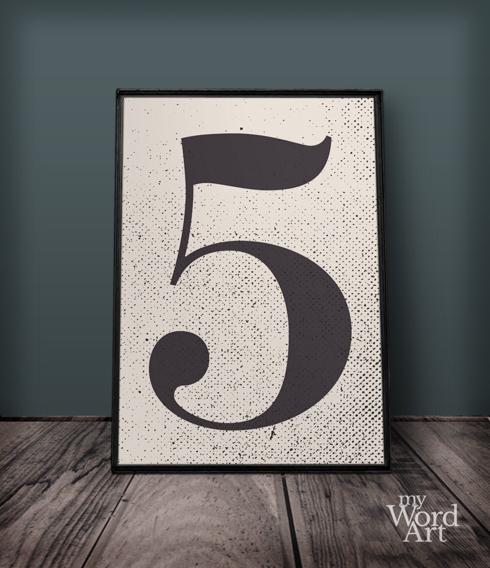 Number 5 Print, Number Five Wall Art, Number Wall Decor, Printable ...
