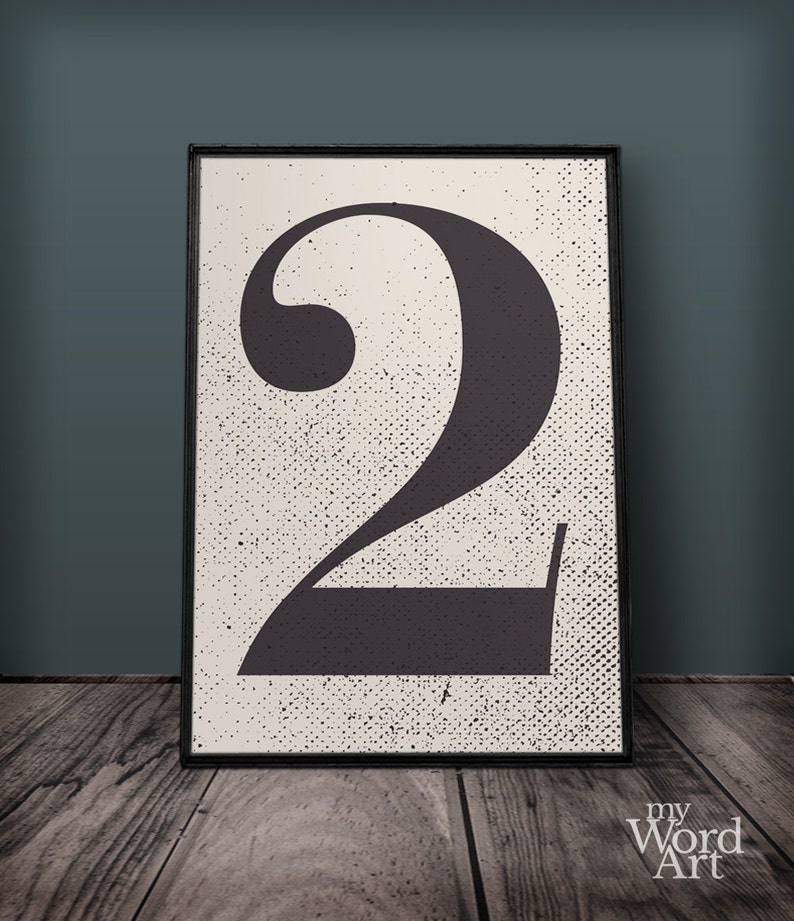 Number 2 Print, Number Two Wall Art, Number Wall Decor, Printable ...