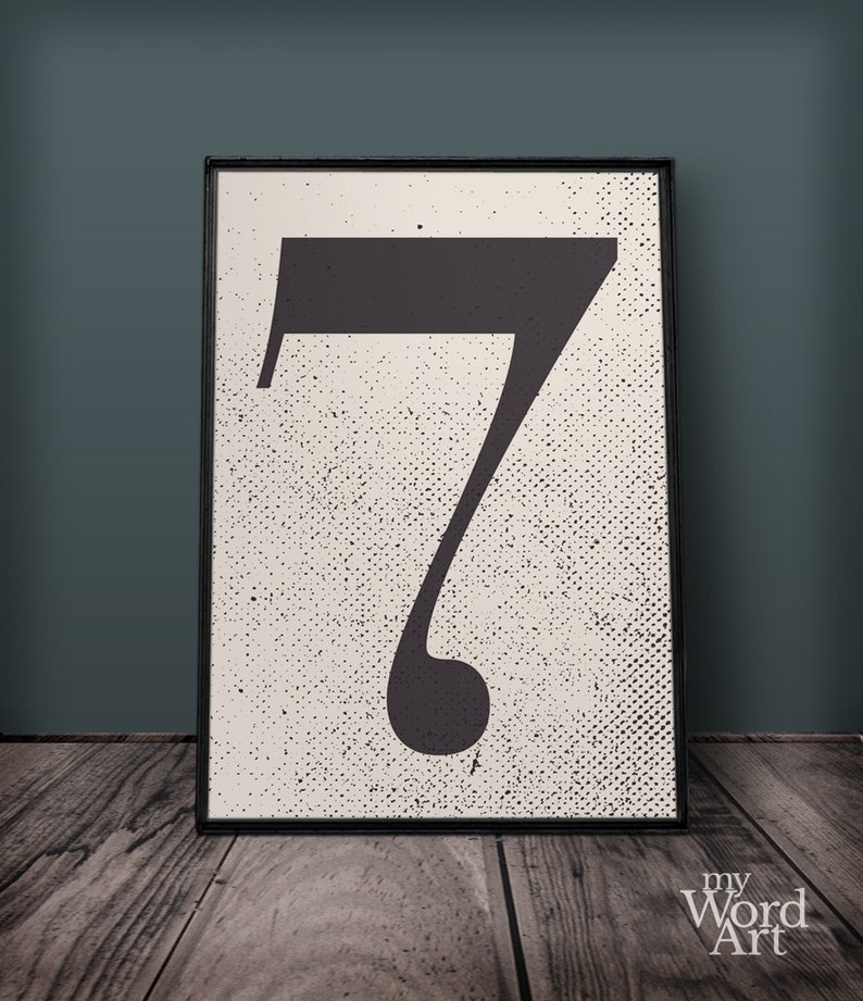 Number 7 Print, Number Seven Wall Art, Number Wall Decor, Printable ...
