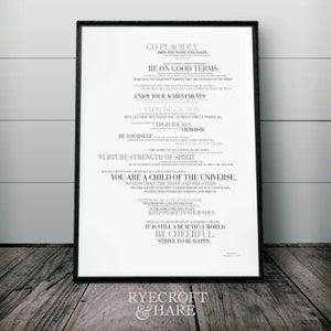 Desiderata Poster Poem Download - 'go Placidly Amidst the Noise and ...