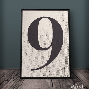 Number 9 Print, Number Nine Wall Art, Number Wall Decor, Printable ...
