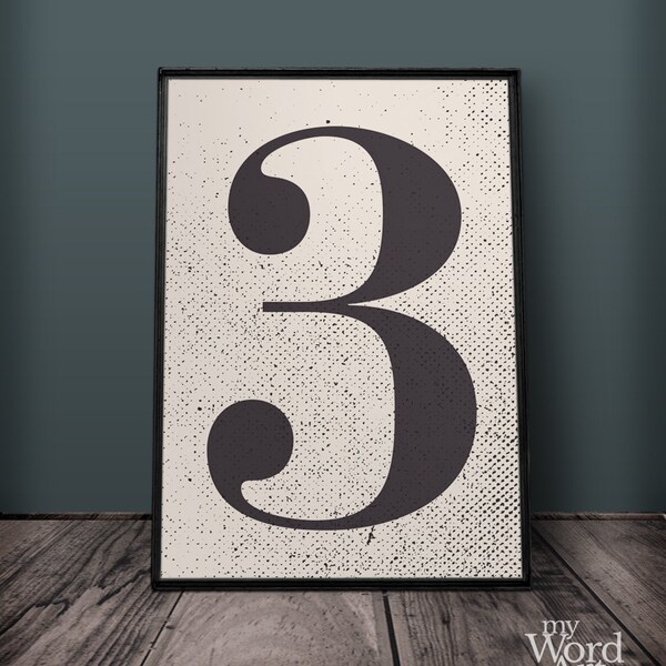 Large Number Three - Etsy