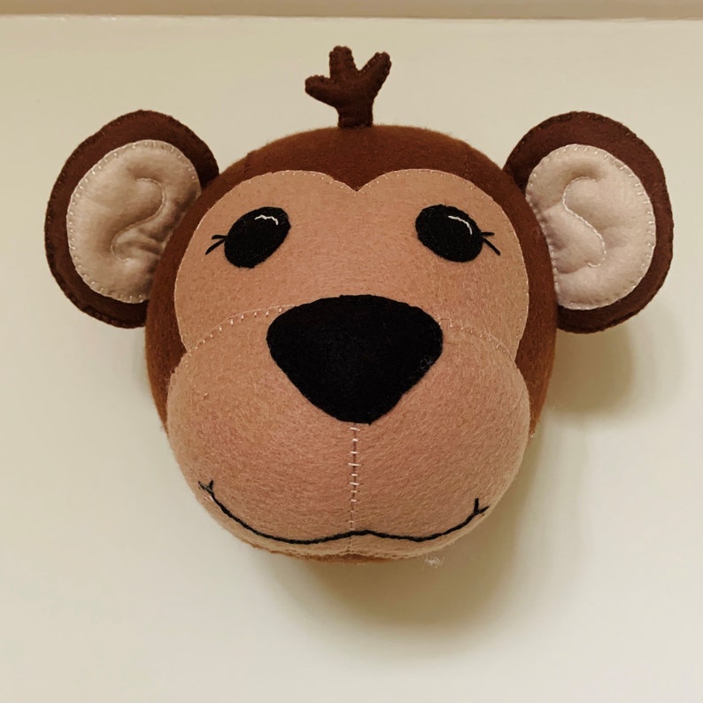 Felt Taxidermy Animal Head Wall Mount Chimpanzee Monkey Felt Trophy ...