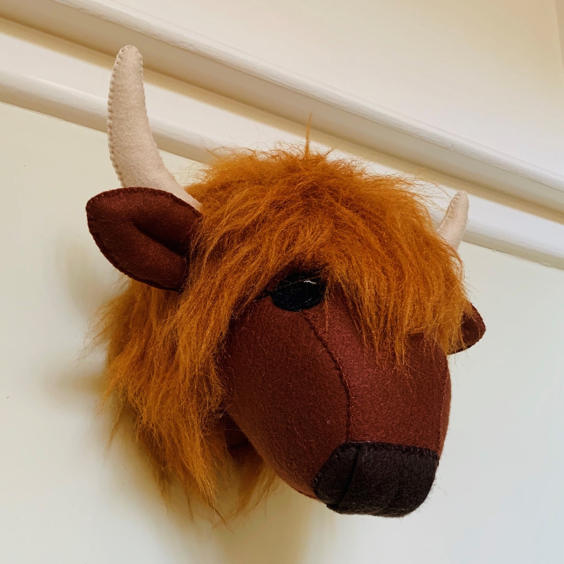Felt Taxidermy Animal Head Wall Mount Highland Cow Felt - Etsy