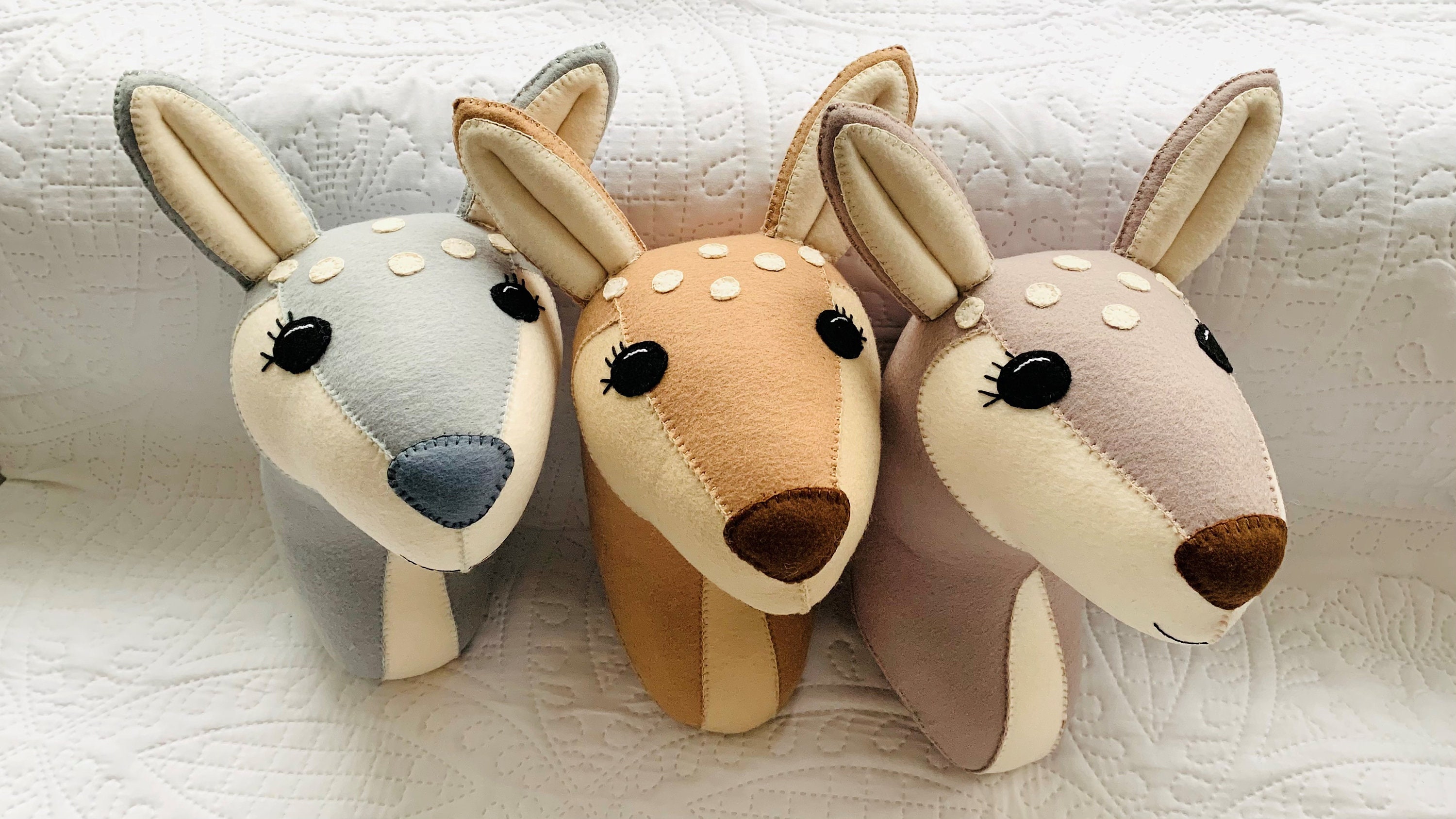 Felt Taxidermy Animal Head Wall Mount Deer / Fawn Felt Trophy Head ...