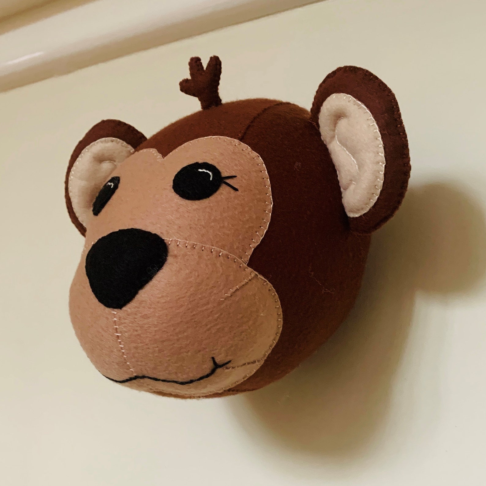 Felt Taxidermy Animal Head Wall Mount Chimpanzee Monkey Felt Trophy ...
