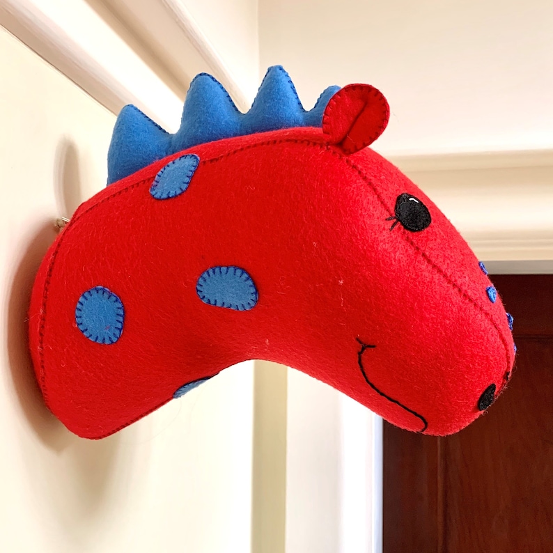 Felt Taxidermy Animal Head Wall Mount Dinosaur T Rex Felt Trophy Head ...