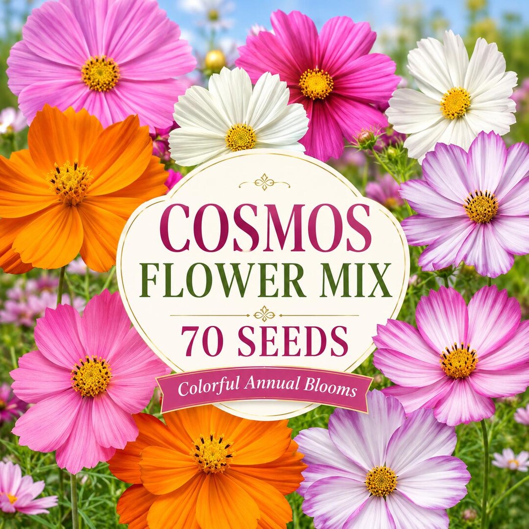 Cosmos Flower Seeds Mix, 70 Non-gmo Annual Blooms, Pollinator Garden ...