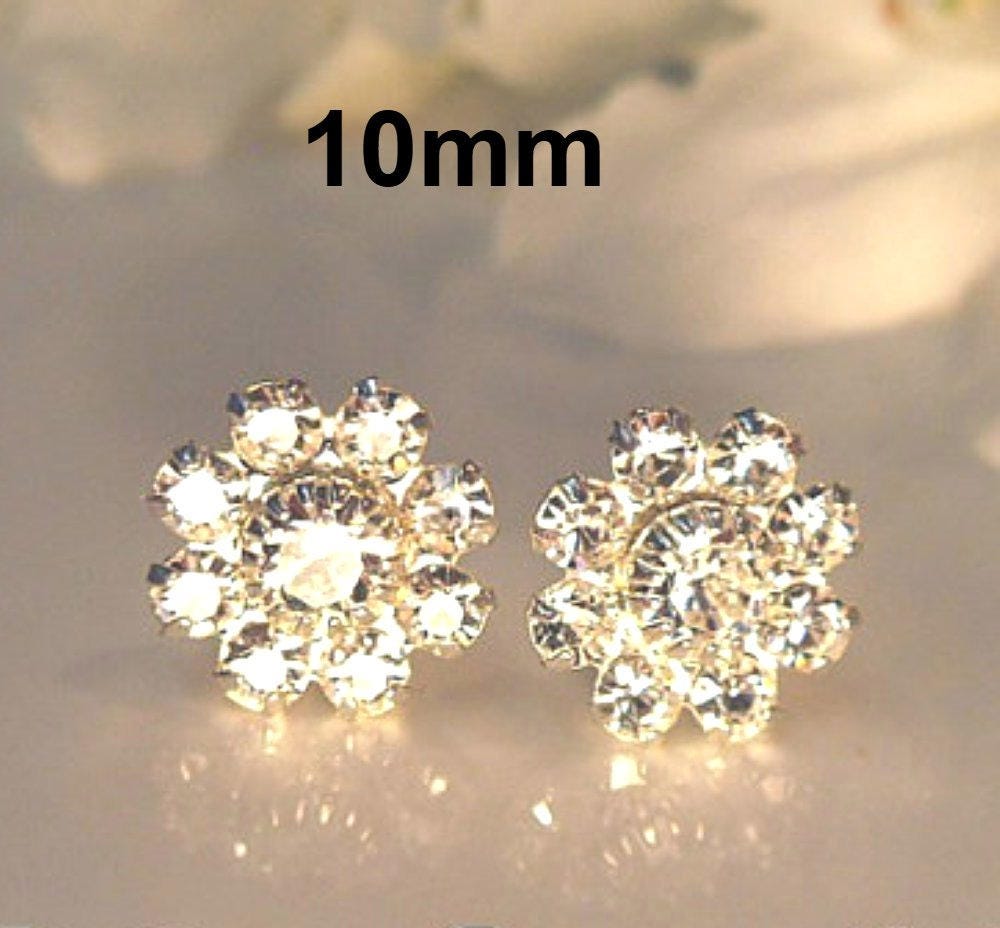Crystal & Silver Studs, 10mm Bridal Earrings, Clear Crystal Studs ...
