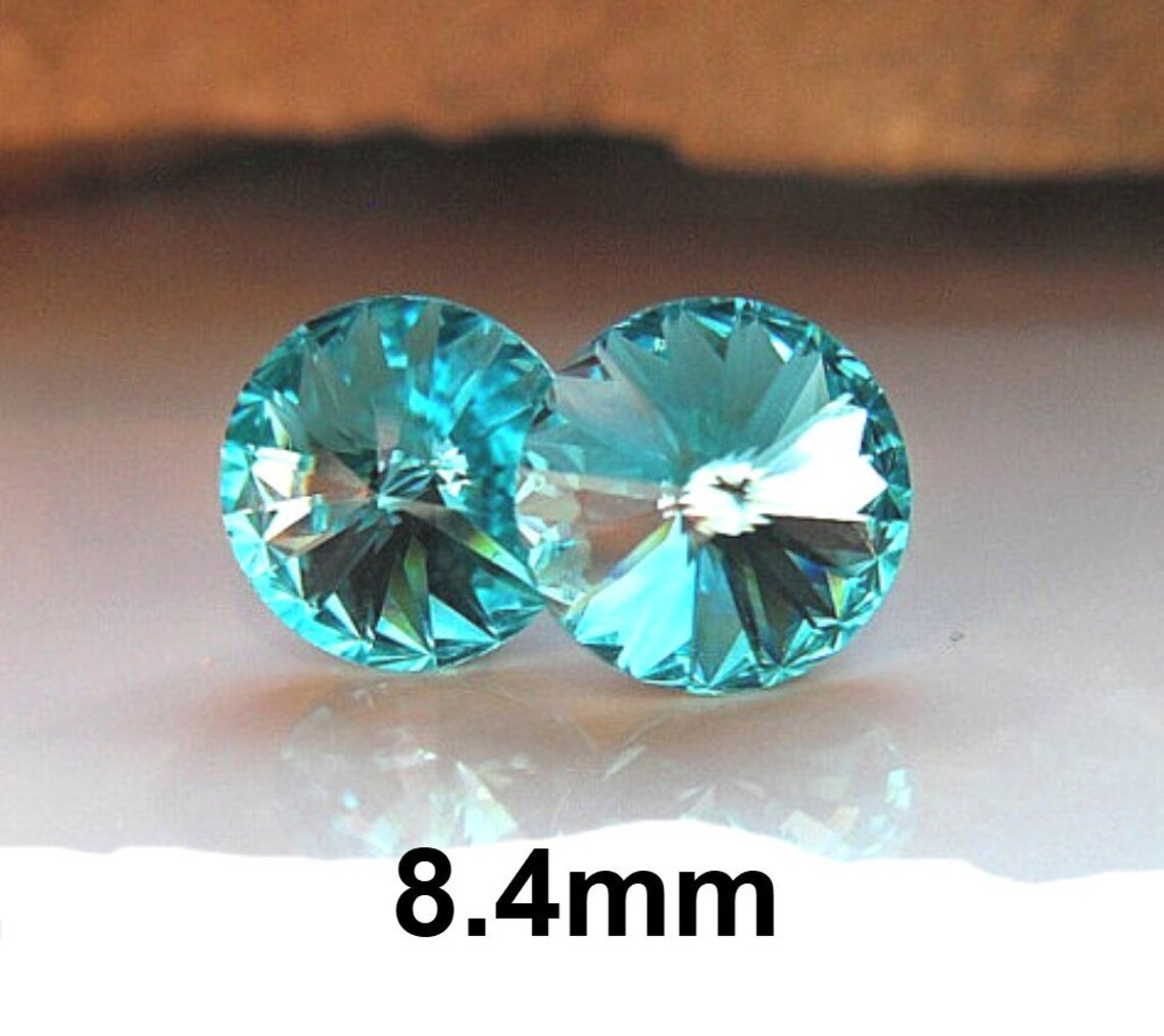 Light Turquoise Rivoli Rhinestone Stud Earrings 8.4mm Crystal - Etsy