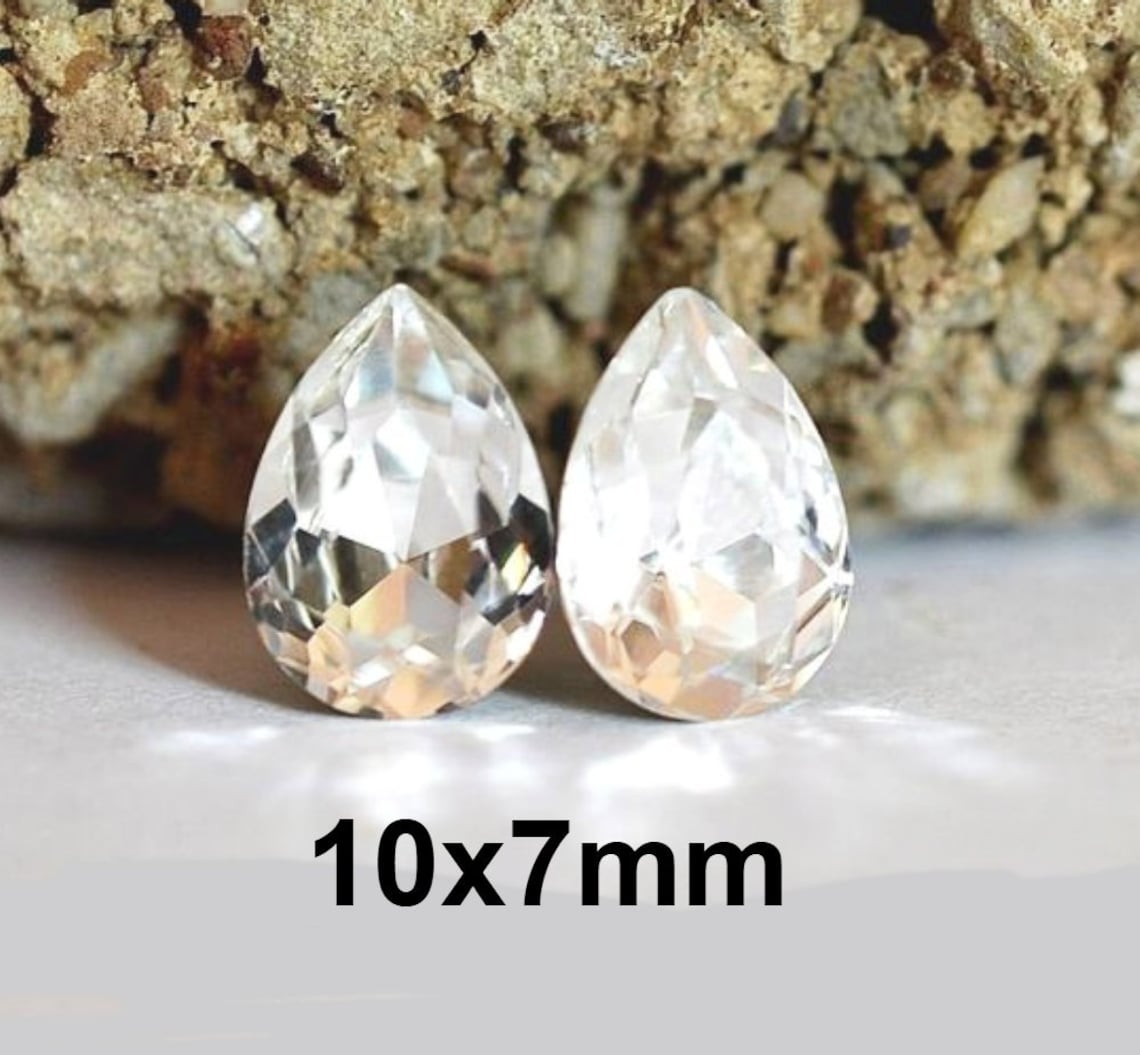 10x7mm Crystal Pear Stud Earrings Rhinestone Pear Studs - Etsy