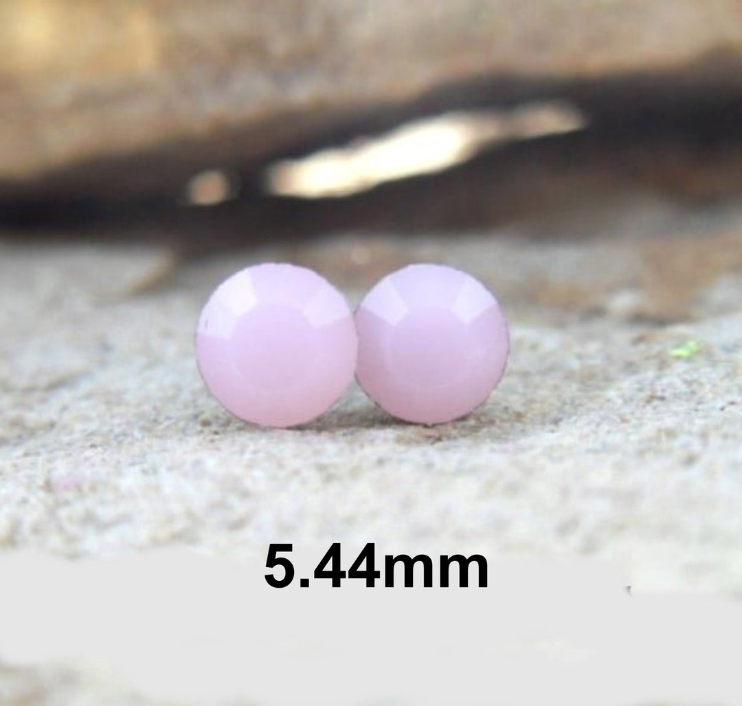 Rose Alabaster 5.44mm Round Rhinestone Stud Earrings, Crystal Stud ...