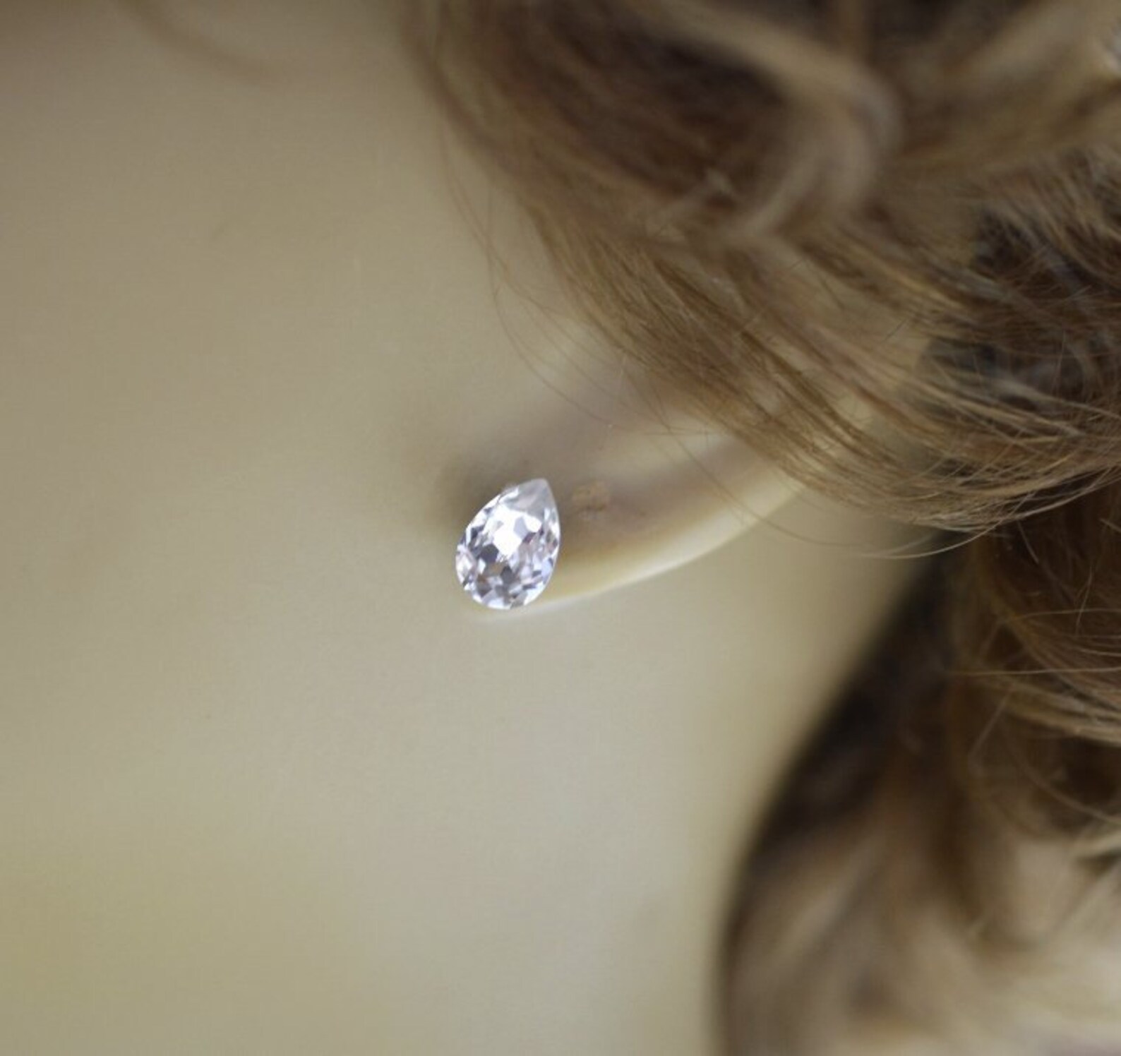 10x7mm Crystal Pear Stud Earrings Rhinestone Pear Studs | Etsy