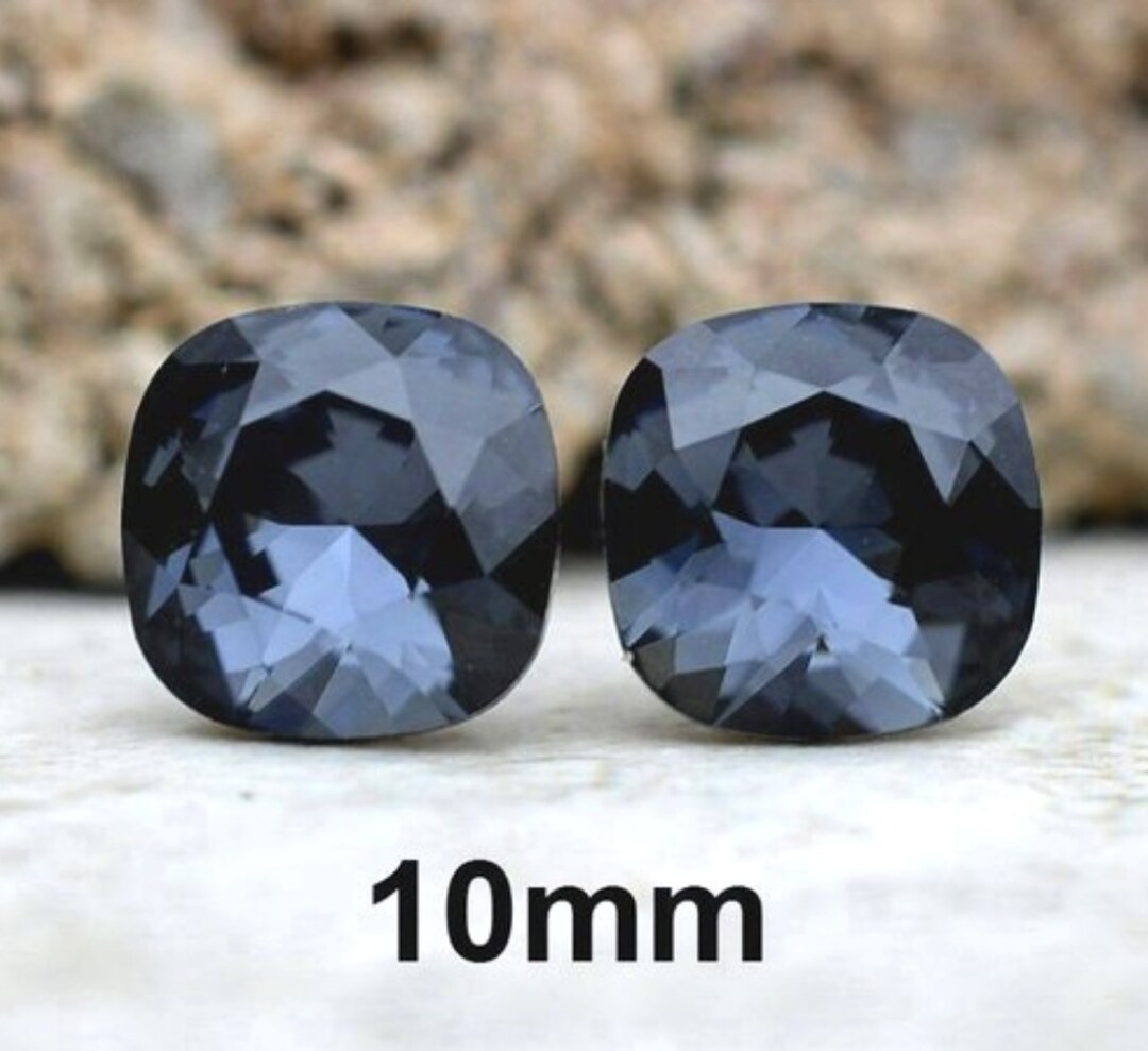 10mm Graphite Studs Cushion Cut Earrings Graphite Crystal - Etsy