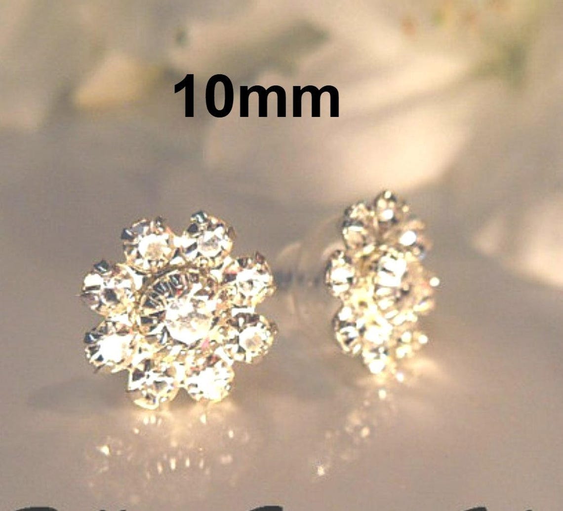 Crystal & Silver Studs, 10mm Bridal Earrings, Clear Crystal Studs ...