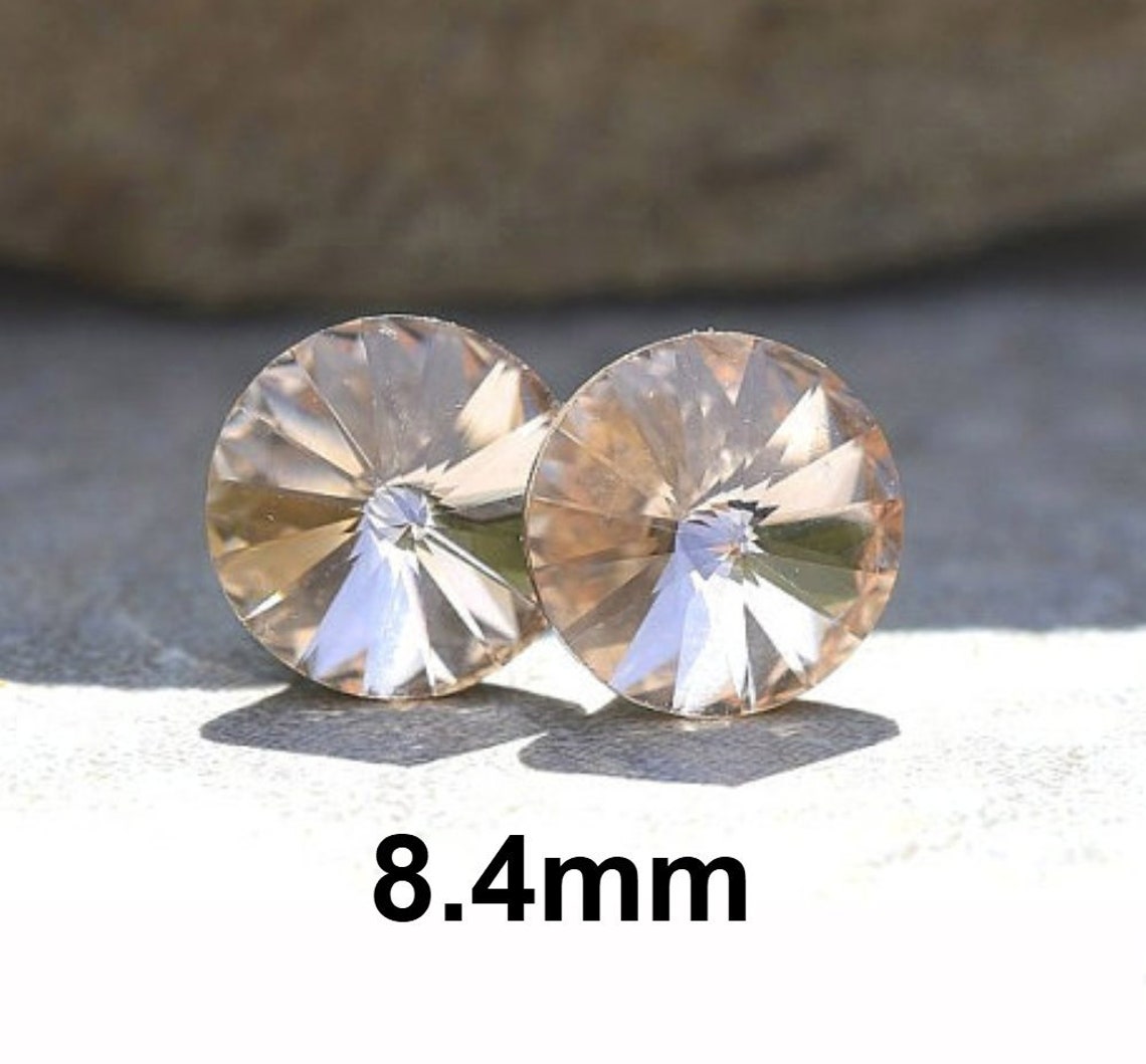 Light Silk Rivoli Rhinestone Stud Earrings 8.4mm Crystal | Etsy