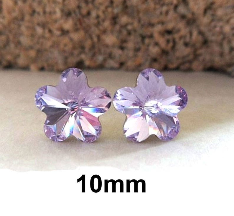 Violet Flower Stud Earrings 10mm Purple Studs Crystal Studs - Etsy