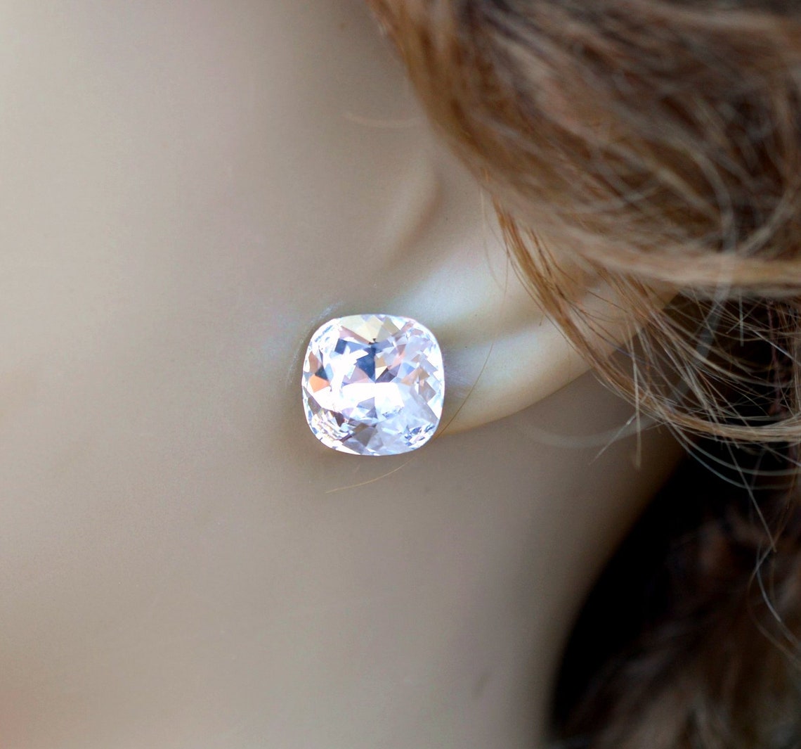12mm Crystal Color Rounded Corner Sqaure Rhinestone Stud | Etsy