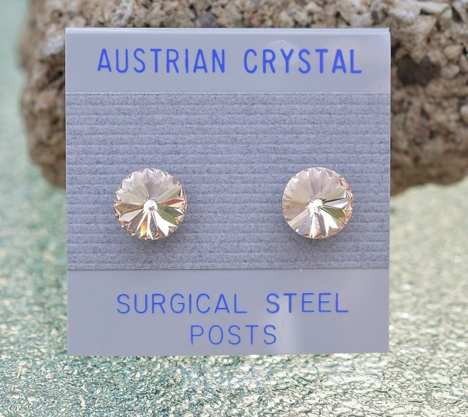 Light Silk Rivoli Rhinestone Stud Earrings 8.4mm Crystal | Etsy