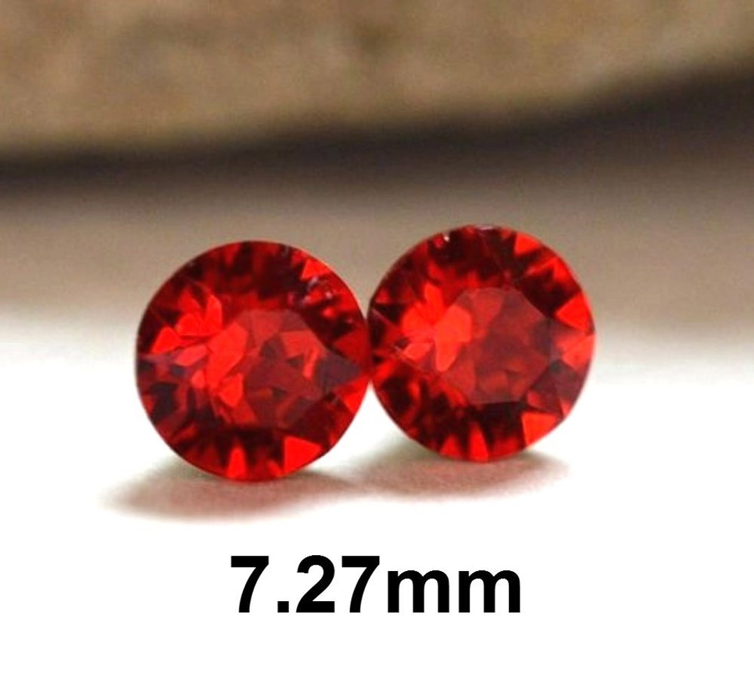 Light Siam Rhinestone Studs 7.27mm Stud Earrings Bright Red - Etsy