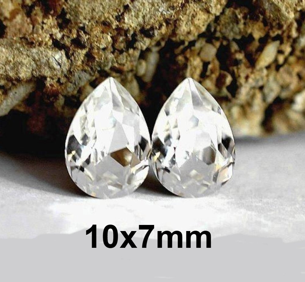 10x7mm Crystal Pear Stud Earrings Rhinestone Pear Studs | Etsy